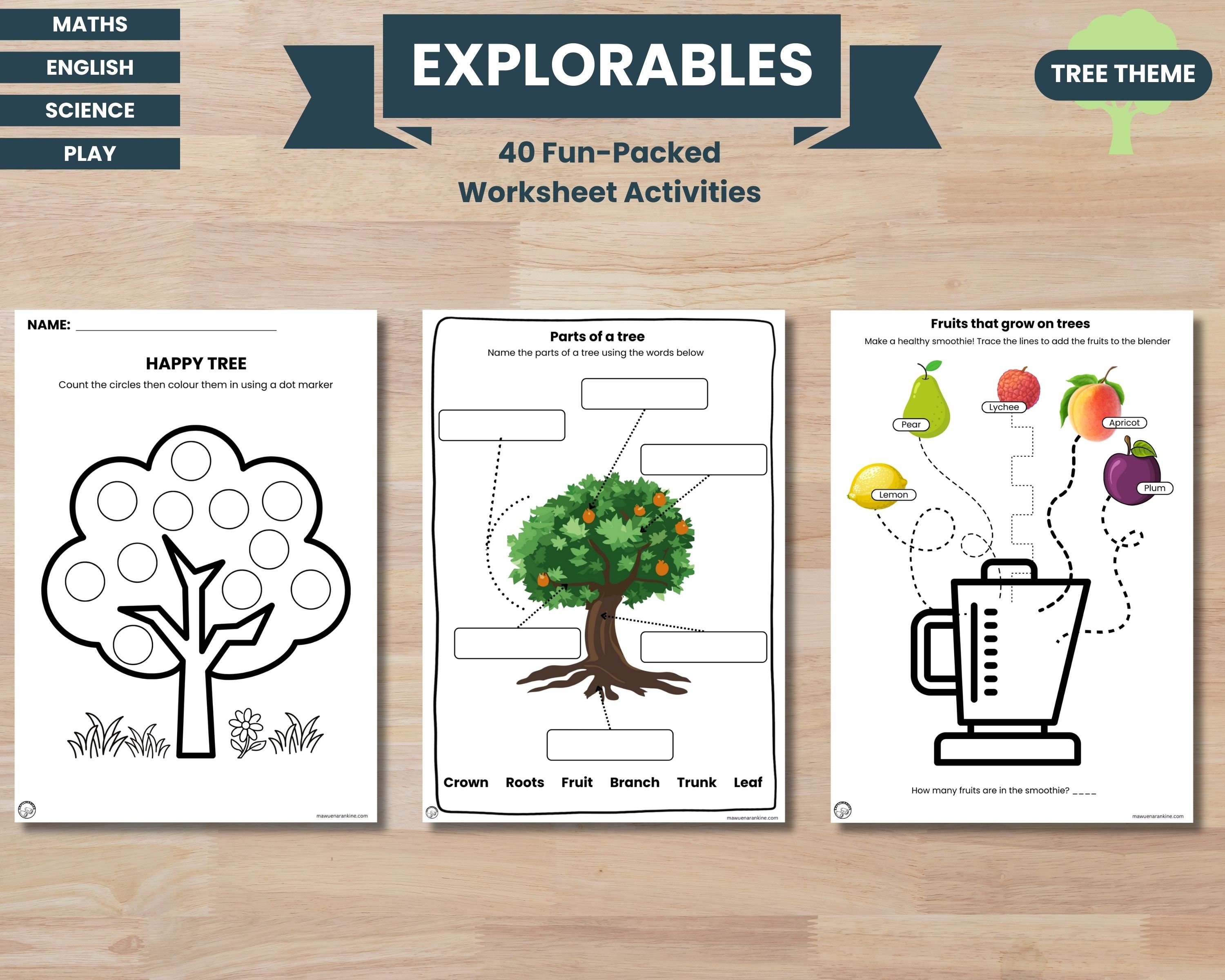 Tree Themed Worksheets | Preschool | Pre-k | Kindergarten | Primary ...