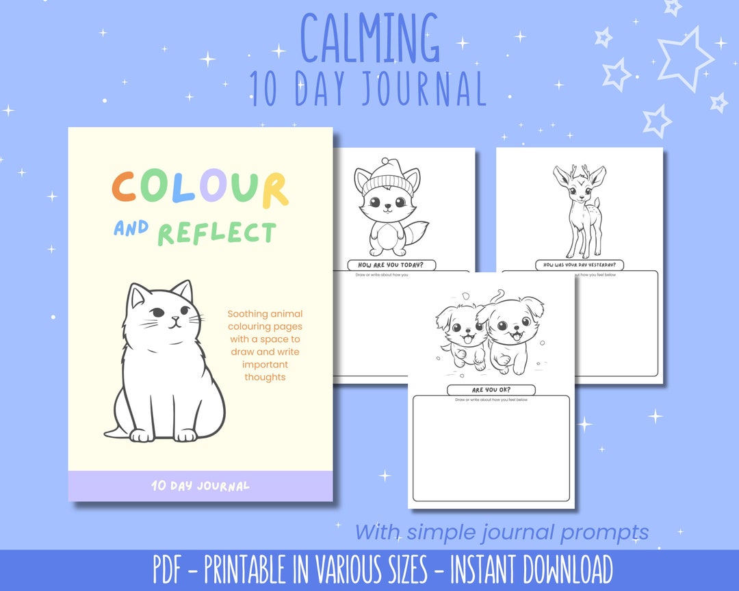 Calming Journal for Kids Journal Prompts Digital Download Soothing Kids ...