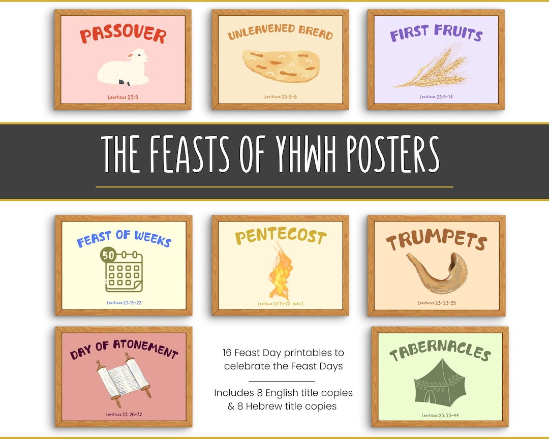 The Feasts of YHWH Posters for Kids Hebrew Feast Days Jewish Trumpets ...