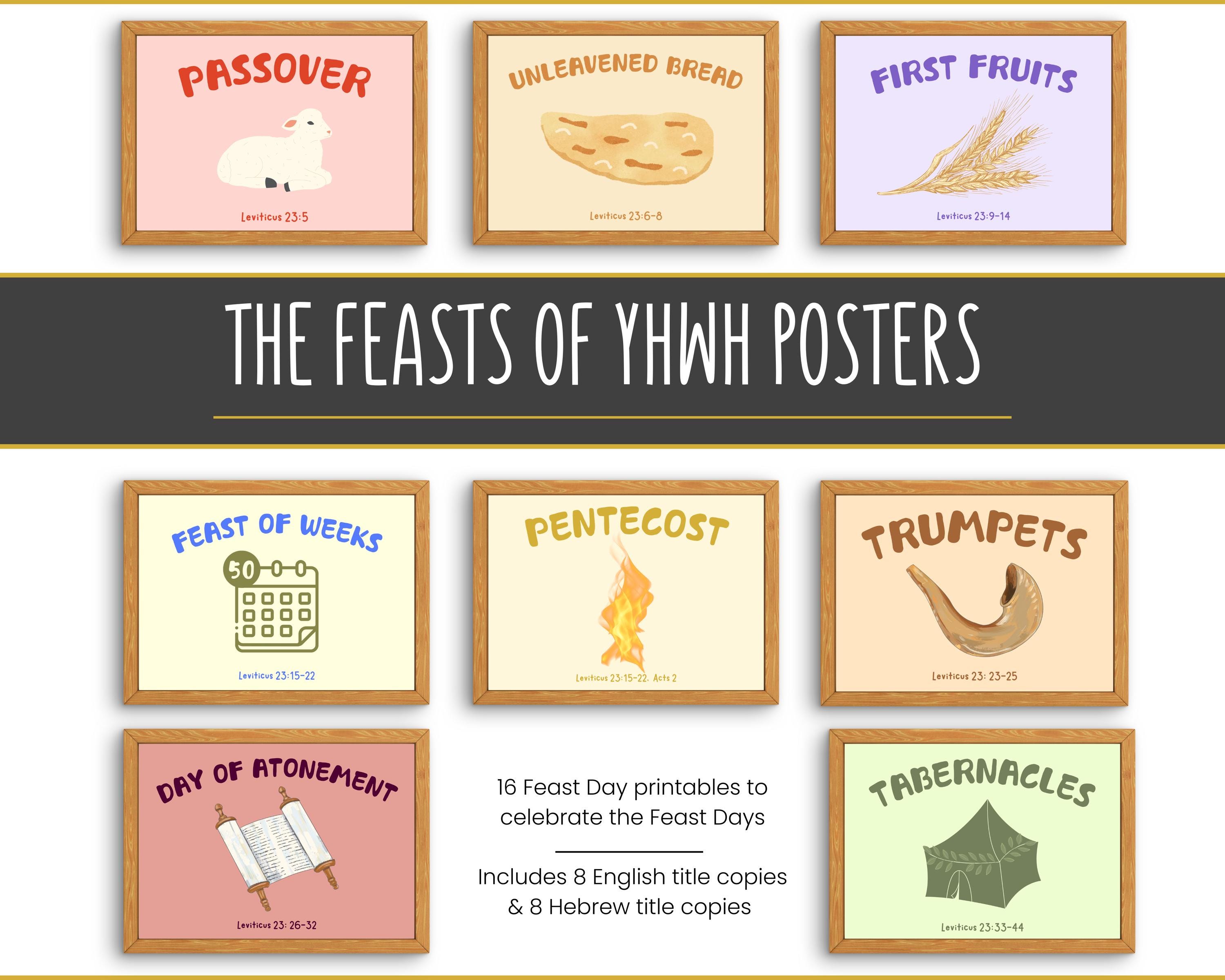 The Feasts of YHWH Posters for Kids Hebrew Feast Days Jewish Trumpets ...