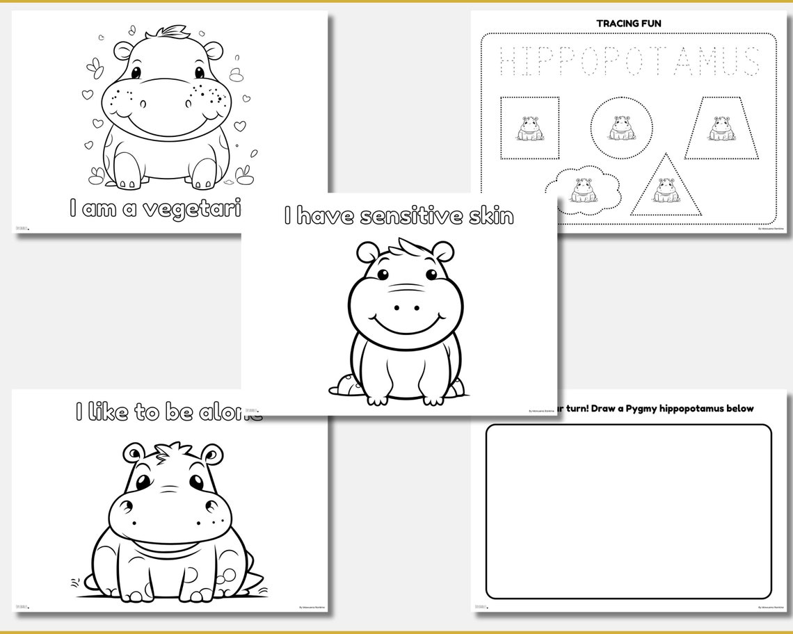 Pygmy Hippo Fun Facts Activity Pages Baby Pygmy Hippo Learn Hippos ...