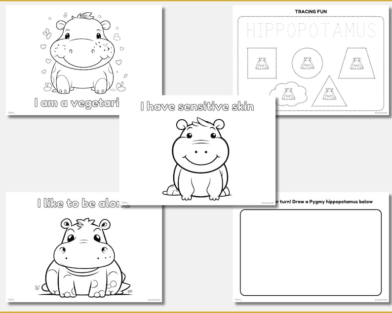 Pygmy Hippo Fun Facts Activity Pages Baby Pygmy Hippo Learn Hippos ...
