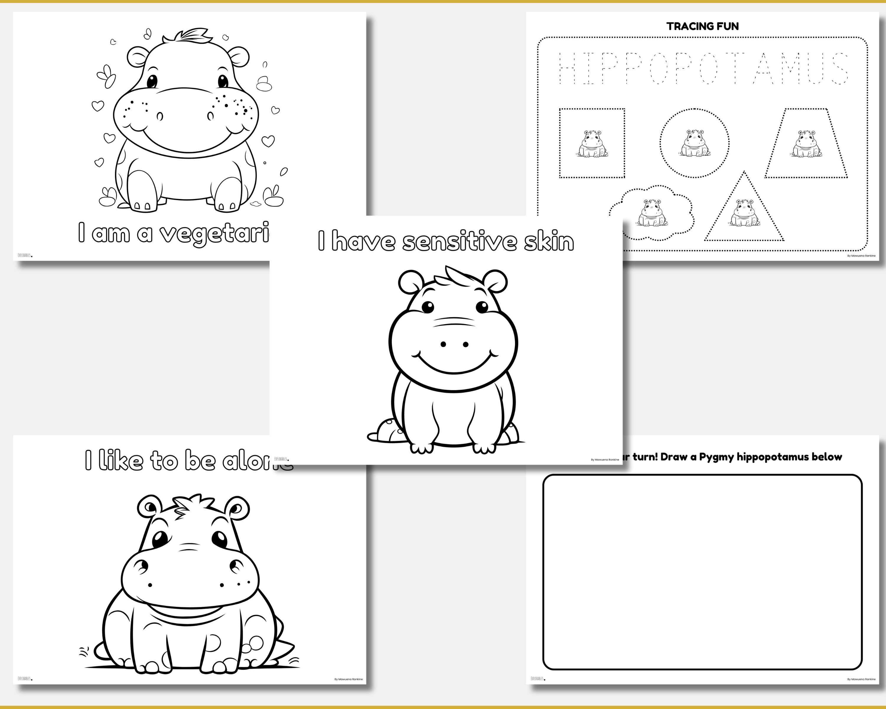 Pygmy Hippo Fun Facts Activity Pages Baby Pygmy Hippo Learn Hippos ...
