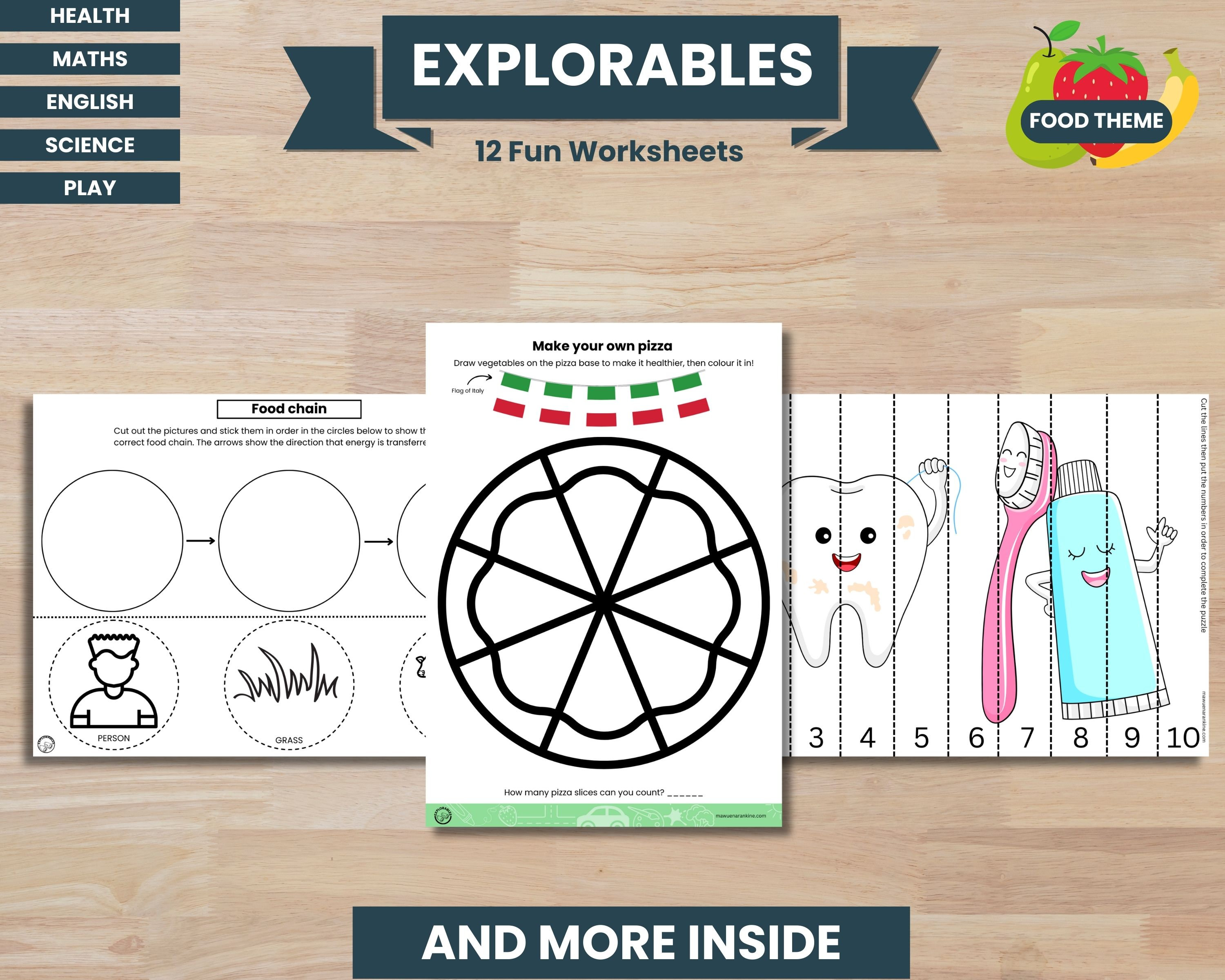 Food Worksheets Fun for Children Preschool Primary Kindergarten Pre-k ...
