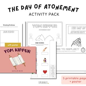 The Day of Atonement Activity Pack Yom Kippur Worksheets for Kids ...