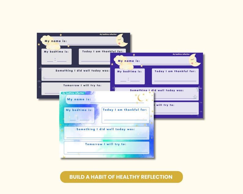 Kids Daily Reflection Bedtime Routine Chart Reflection Sheets Evening ...