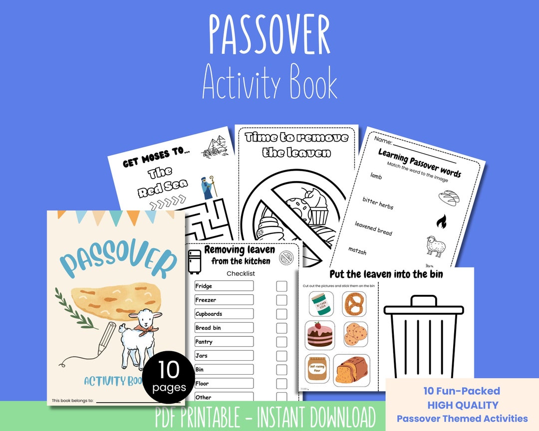 Passover Activity Book for Kids Remove the Leaven Check List Pesach ...