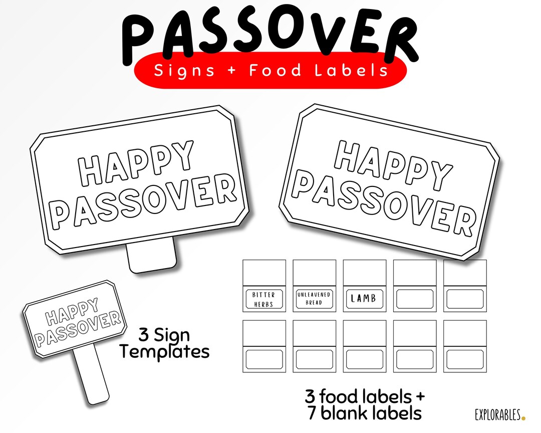 Passover Signs and Food Labels Pesach Activities Children Feast Day ...