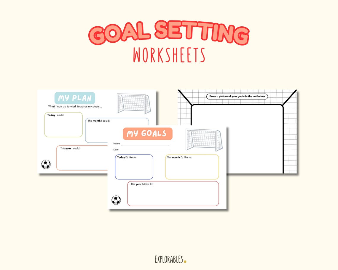 Goal Setting Worksheets for Kids Planning Goal Setting Practice Self ...