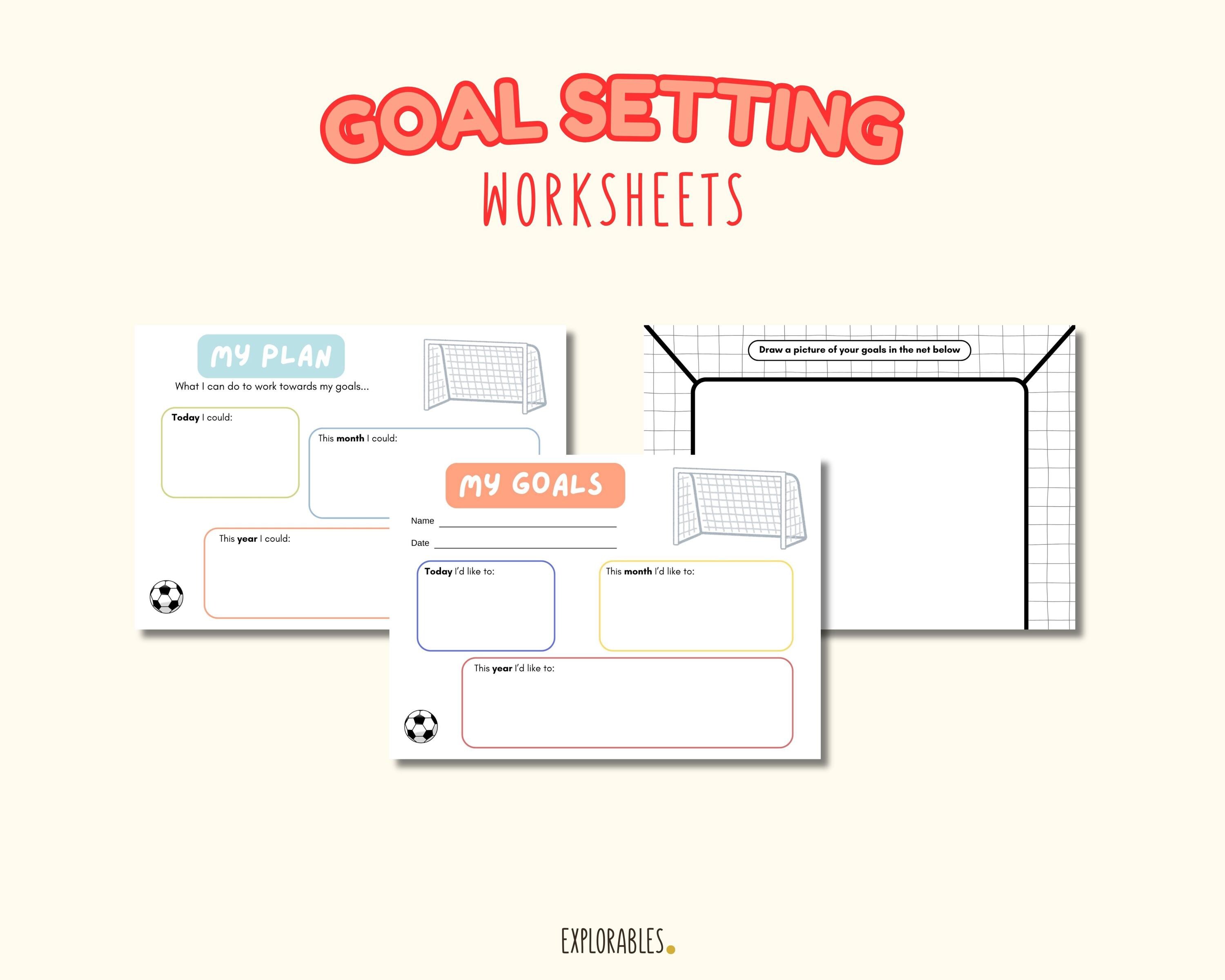 Goal Setting Worksheets for Kids Planning Goal Setting Practice Self ...
