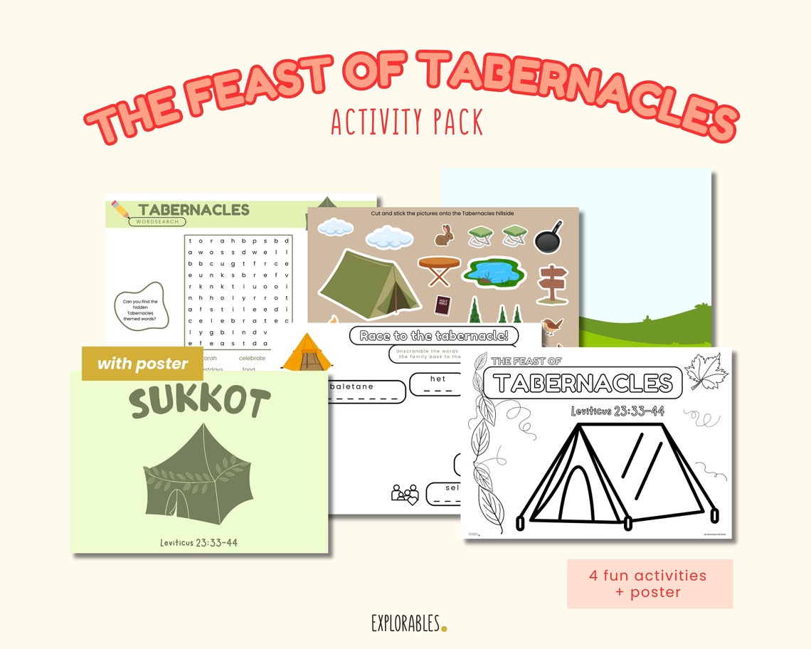 The Feast of Tabernacles Activity Pack Sukkot Worksheets for Kids ...