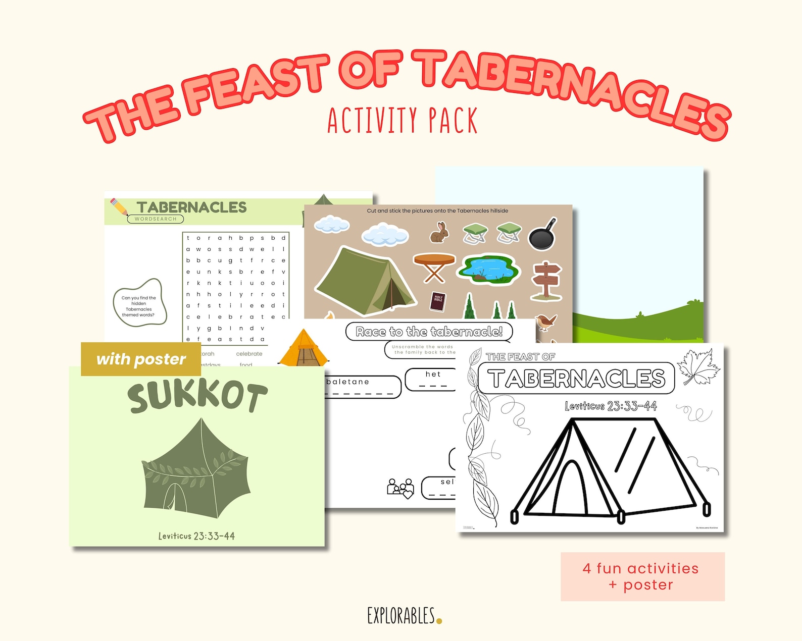 The Feast of Tabernacles Activity Pack Sukkot Worksheets for Kids ...