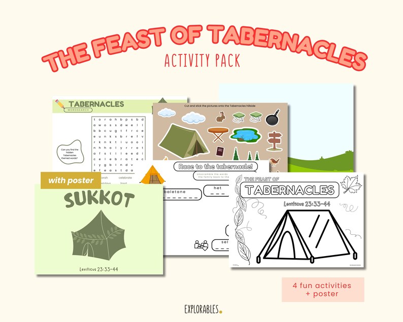 The Feast of Tabernacles Activity Pack Sukkot Worksheets for Kids ...
