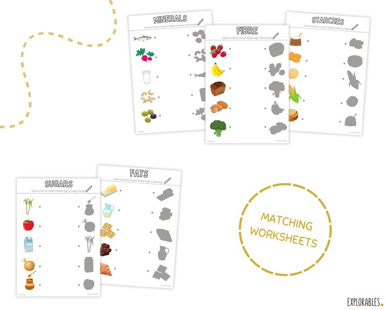 Explore Food Worksheets Nutrients Matching Tracing Fun Children ...