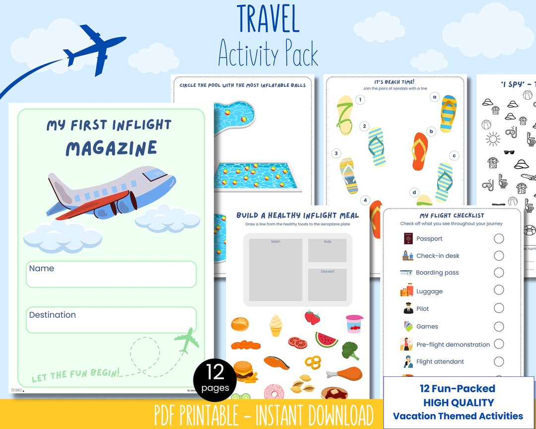 Travel Activity Pack for Kids, Summer Activities for Kids, Kids Travel ...