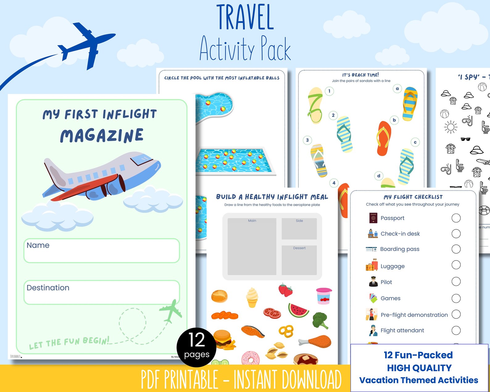 Travel Activity Pack for Kids, Summer Activities for Kids, Kids Travel ...