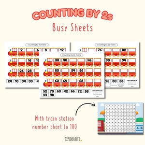 Counting by 2s Skip Counting Number Trains Practice Counting to 100 ...