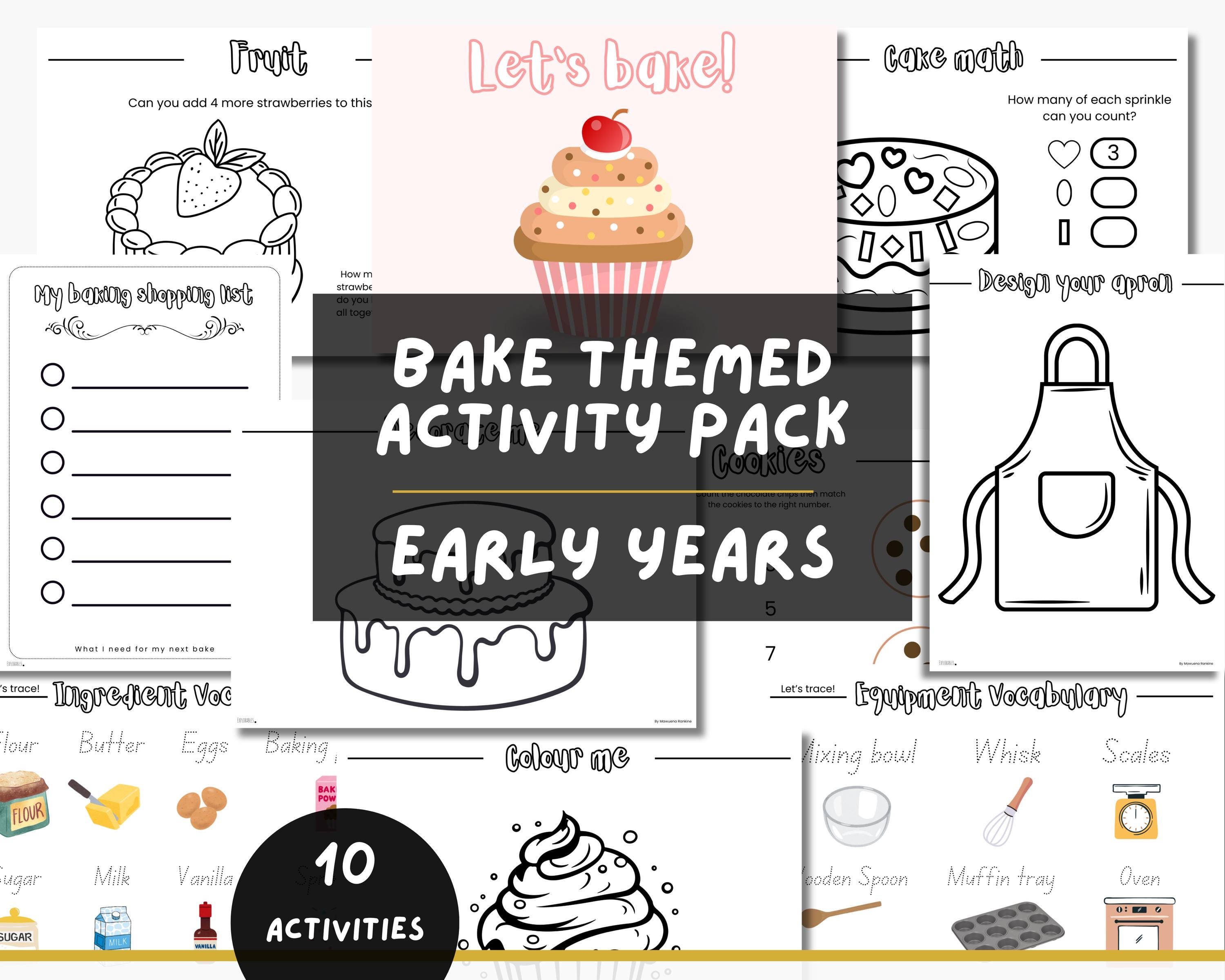 Bake Themed Activity Pack for Kids Printable Baking Activities ...