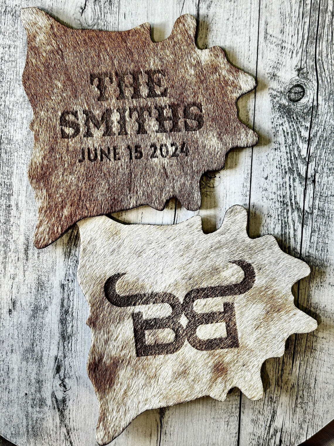 Cowhide Wedding Favours for Guests Real Cowhide Coasters Cowhide ...