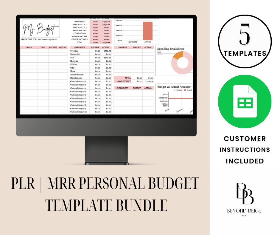 PLR MRR Personal Budgeting Templates | Google Sheets | Spreadsheet ...