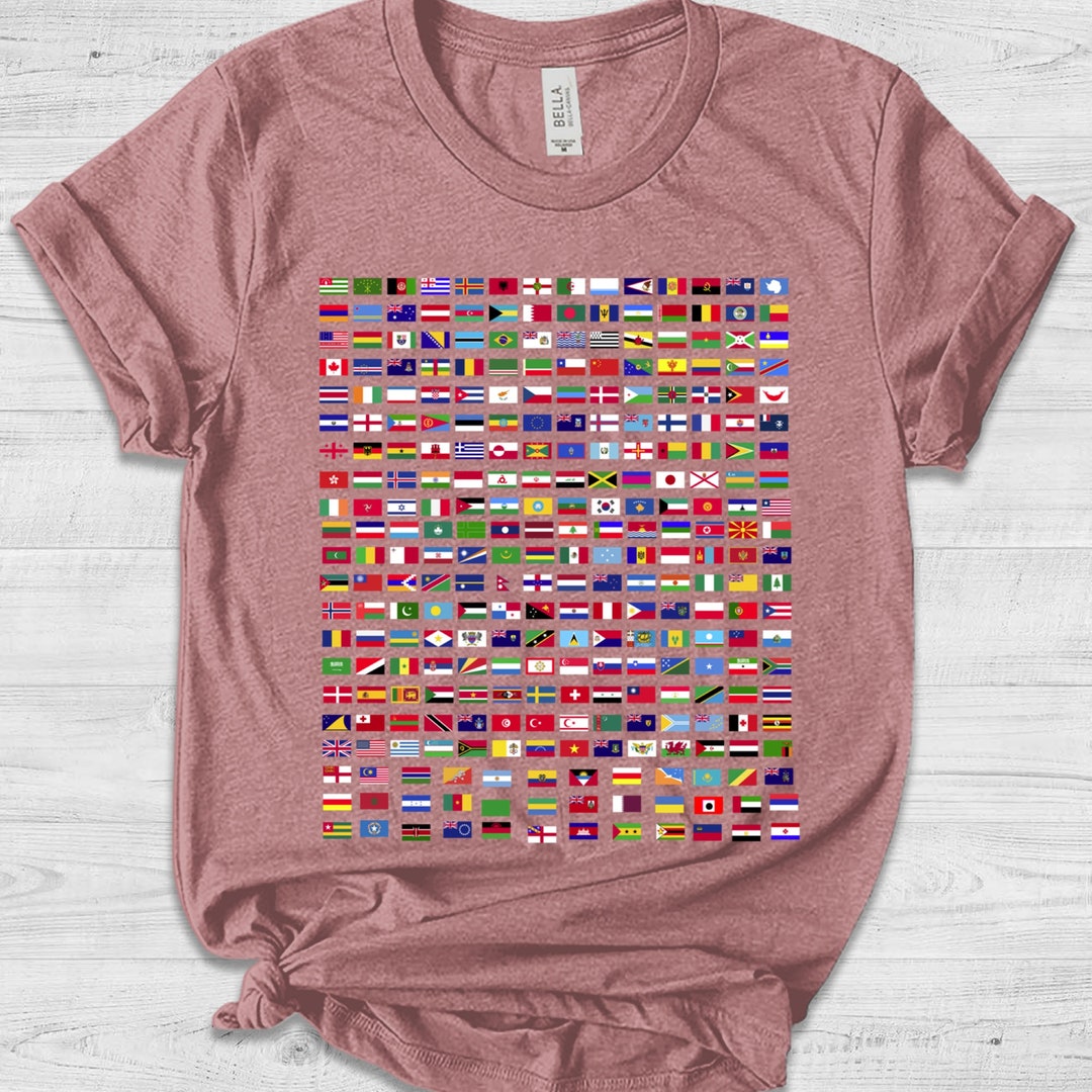 World Flags T-shirt Cool Travel 256 Flag International Tee, Learning ...