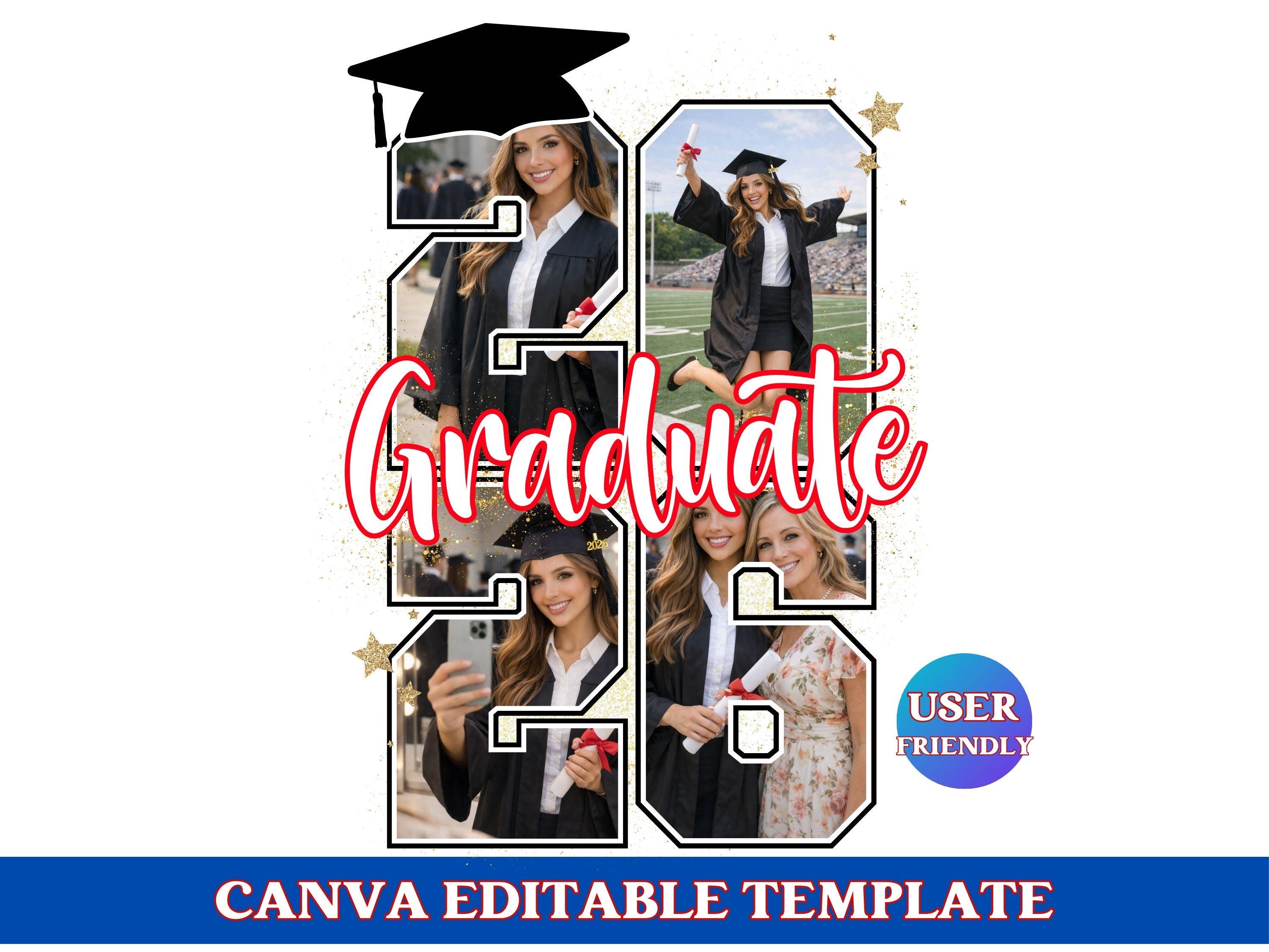 2026 Graduate Photos Canva Editable Template, Customizable Name Add ...