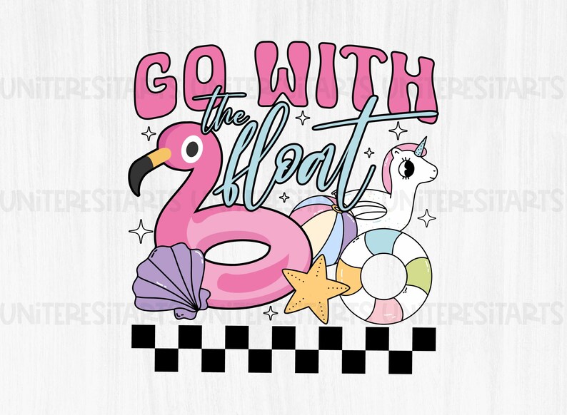 Go With the Float PNG Sublimation Design, Retro Summer Png, Pool Floats ...