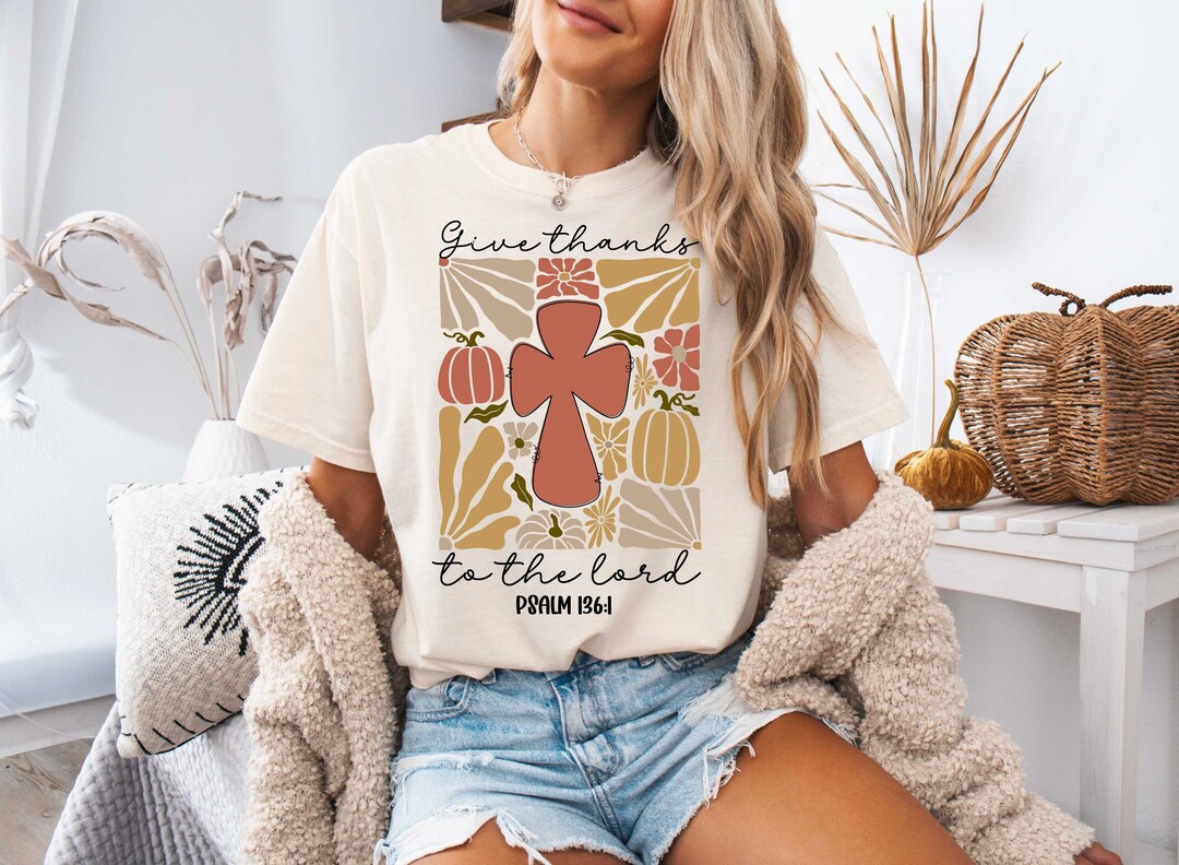 Give Thanks to the Lord PNG, Boho Cross Png, Boho Pumpkin Season Png ...