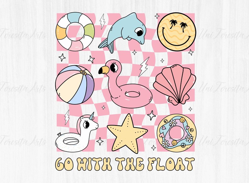 Go With the Float PNG Sublimation Design, Pool Floats, Summer ...