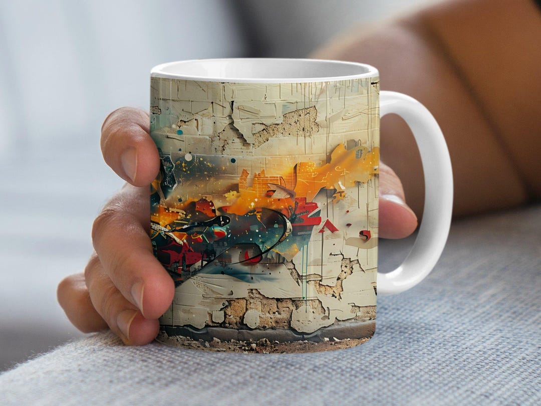 Abstract Art Mug, Vibrant Colors Mug With Graffiti Design, Unique ...