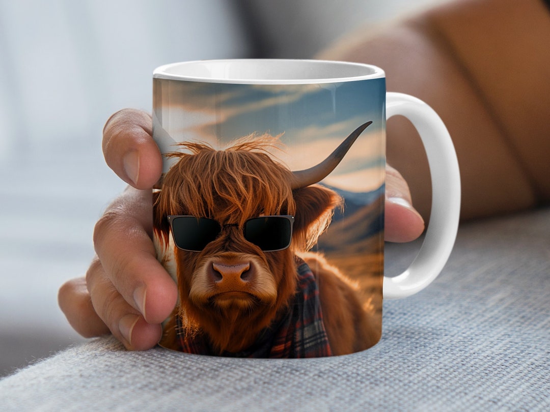 Cool Highland Cow Mug, Fun Animal Design Mug, Unique Coffee Mug ...