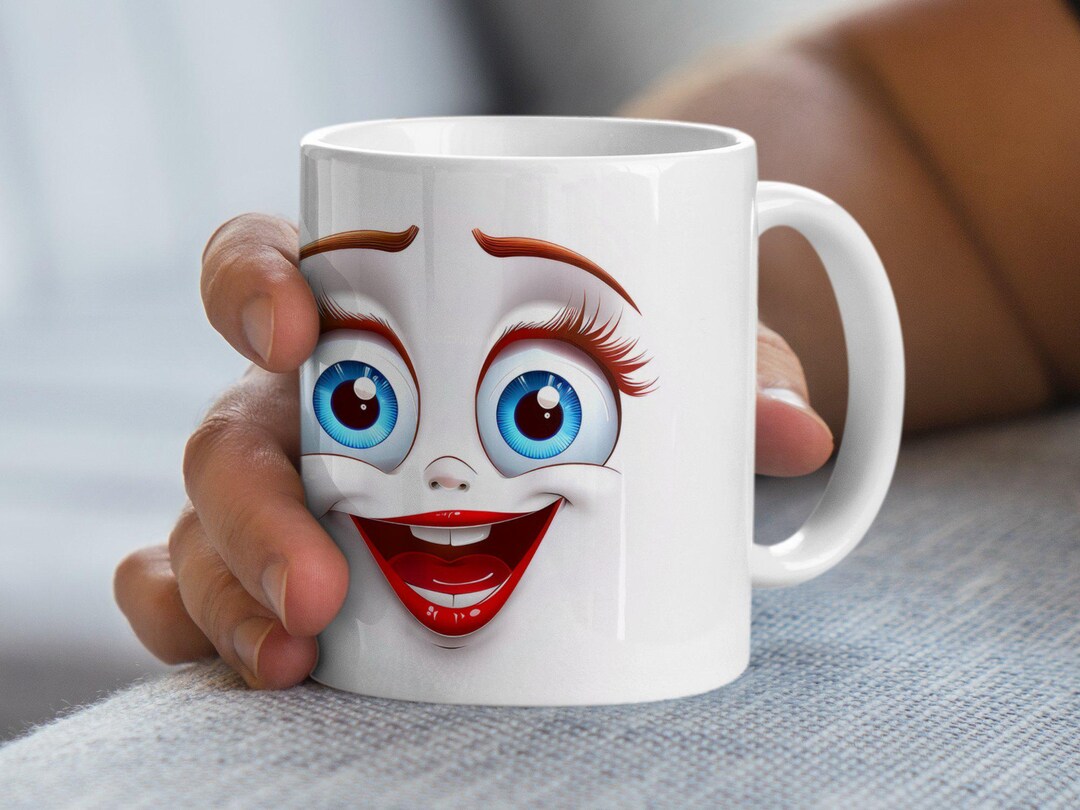 Funny Animated Character Mugs, Cute Cartoon Face Coffee Mug, Whimsical ...