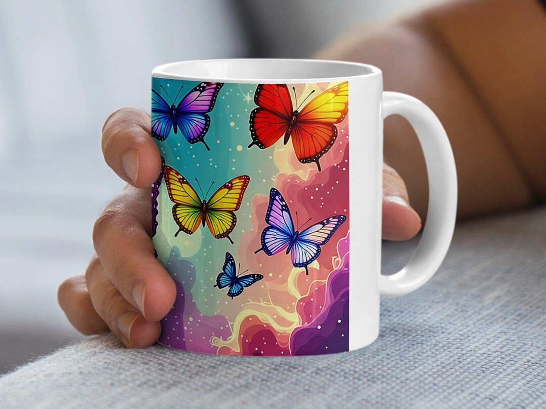 Butterfly Mugs Beautiful Butterfly Art Coffee Mugs Colorful Butterfly ...