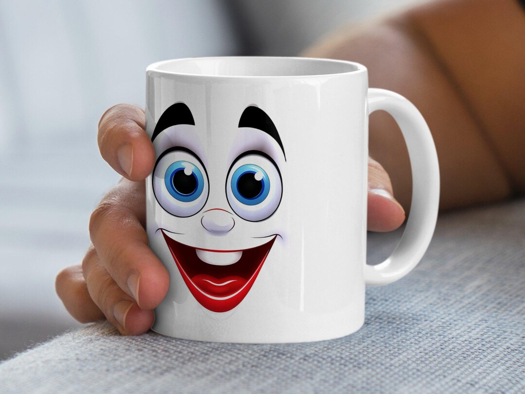 Fun Smiley Face Mug Bright Eyes Mug Happy Face Coffee Mug Colorful ...