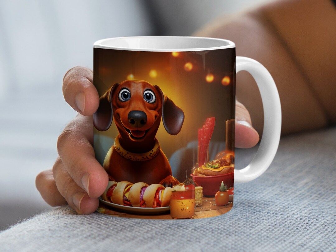 Cute Dachshund Dog Cartoon Mug, Adorable Wiener Dog Gifts, Fun Animal ...