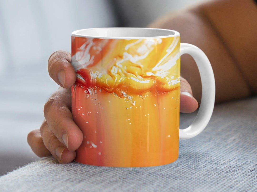 Colorful Rainbow Paint Drip Mug, Unique Coffee Mug, Artistic Tea Cup ...