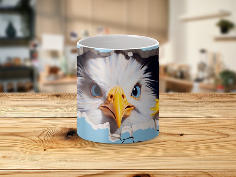 Majestic Eagle Head Mug With Sunflowers and Sky, Unique Wildlife Coffee ...