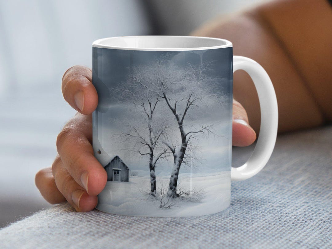 Winter Wonderland Mug, Cozy Cabin in Snow Mug, Winter Scene Coffee Mug ...
