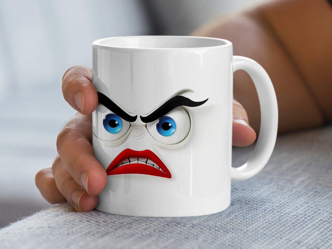 Funny Angry Face Mug, Eye-catching Unique Coffee Mug, Fun Gift Idea ...