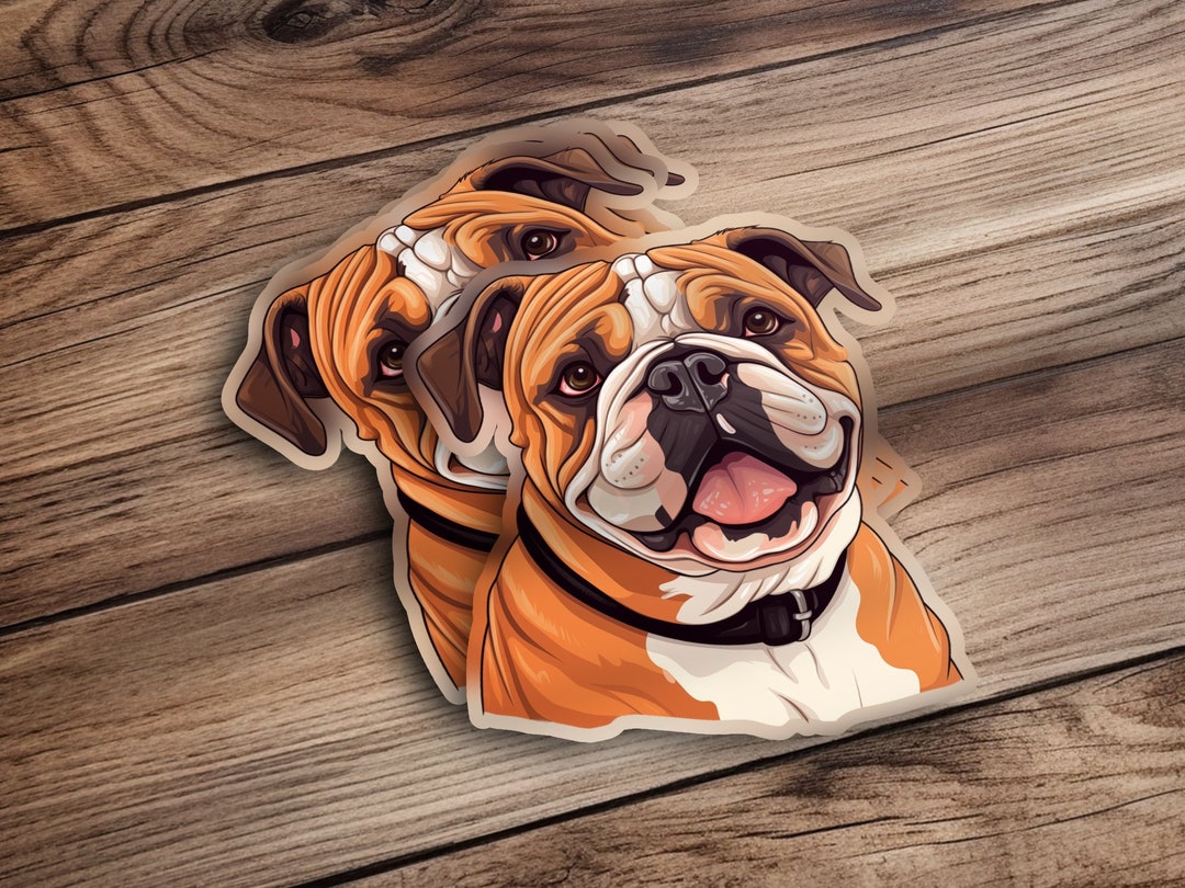Bulldog Sticker, Cute Dog Face Decal, Pet Lover Gift, Laptop and Car ...