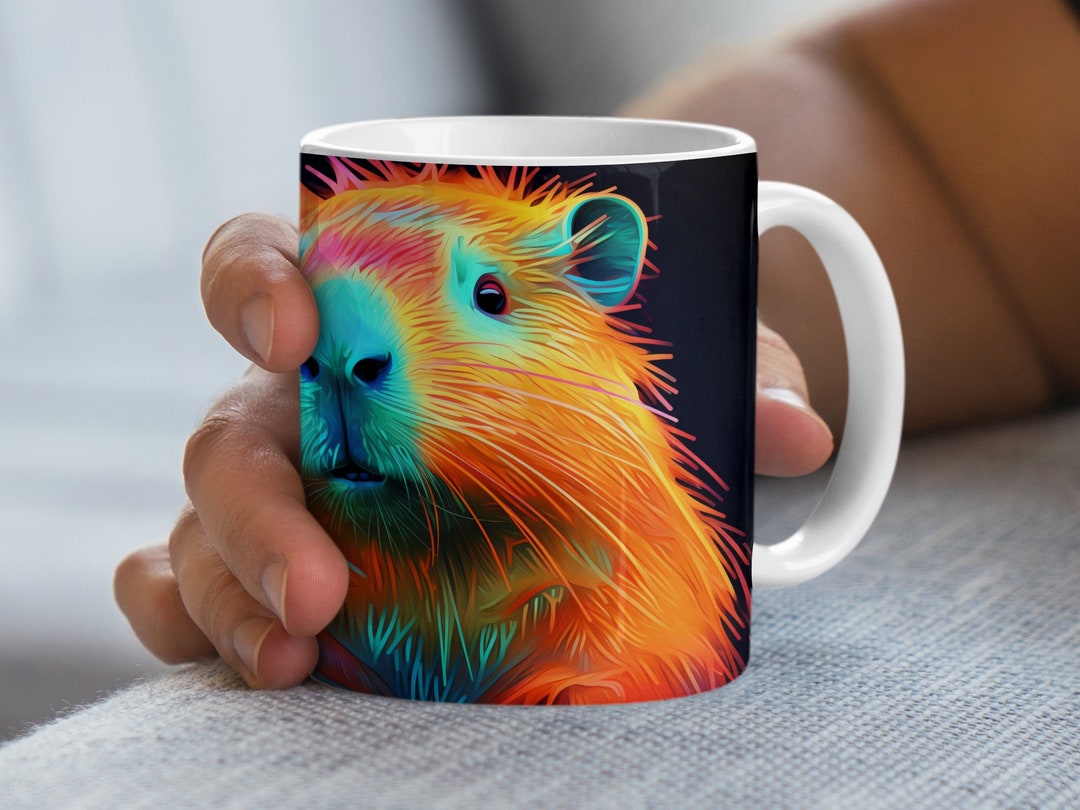 Capybara Art Mug, Colorful Capybara Design, Fun Animal Lover Gift ...