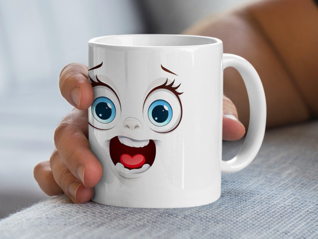 Funny Face Mug, Cute Cartoon Face Coffee Mug, Unique Gift Idea, 11oz ...
