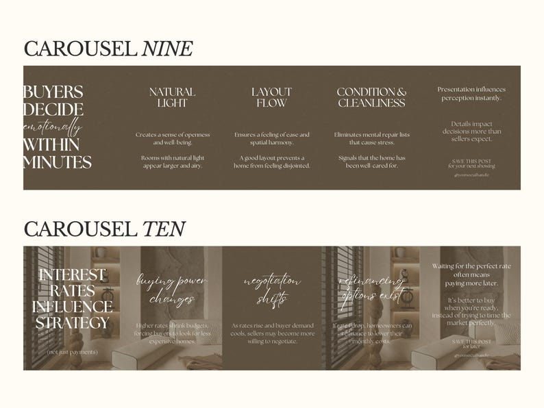 Luxury Real Estate Carousel Templates Canva | 10 Instagram Carousels ...