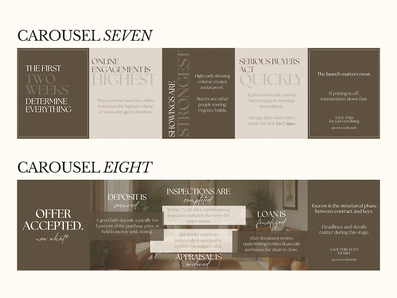 Luxury Real Estate Carousel Templates Canva | 10 Instagram Carousels ...
