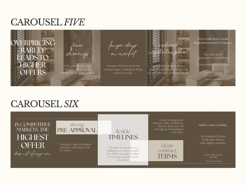 Luxury Real Estate Carousel Templates Canva | 10 Instagram Carousels ...