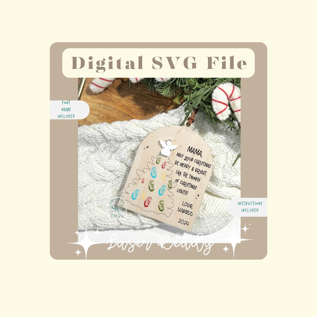 DIY Fingerprint Christmas Tree Ornament SVG: Kid's Craft, Laser Ready ...