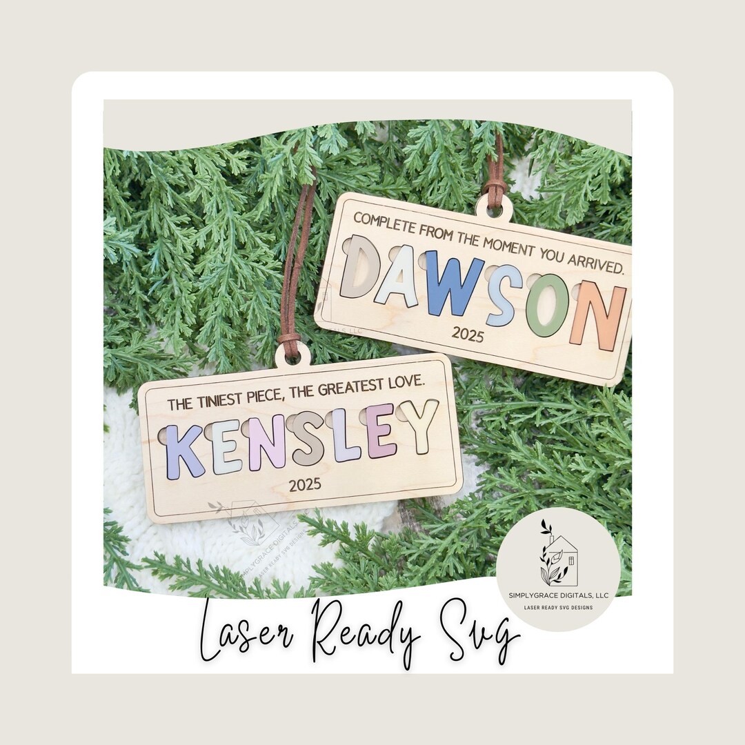 Name Puzzle Ornament SVG, Child Name Ornament File, Puzzle Piece ...