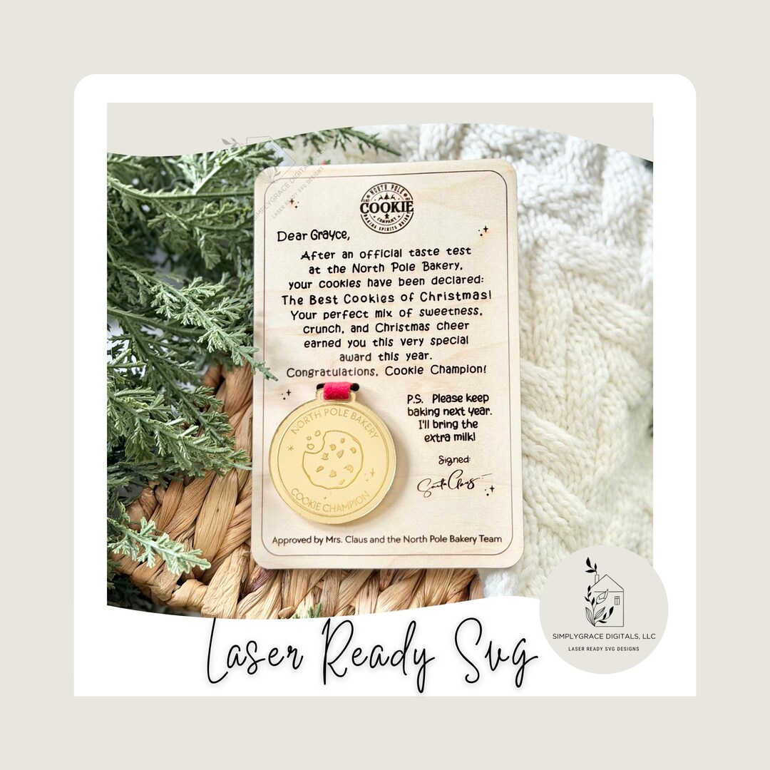 Santa's Cookie Award SVG, Christmas Laser Cut File, Pop-out Kids DIY ...