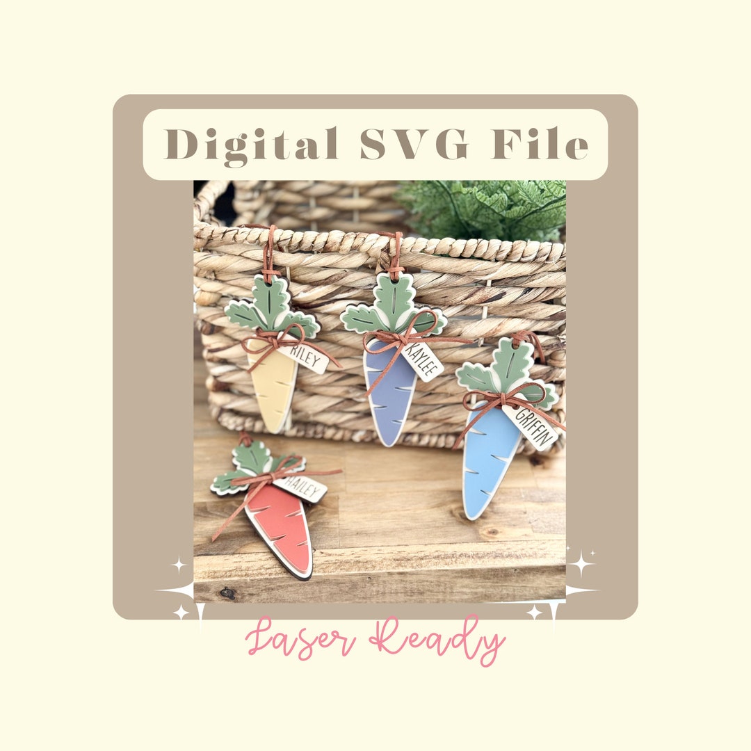 SVG Carrot Tag | Basket Tag SVG | Laser Ready File | Easter Digital ...