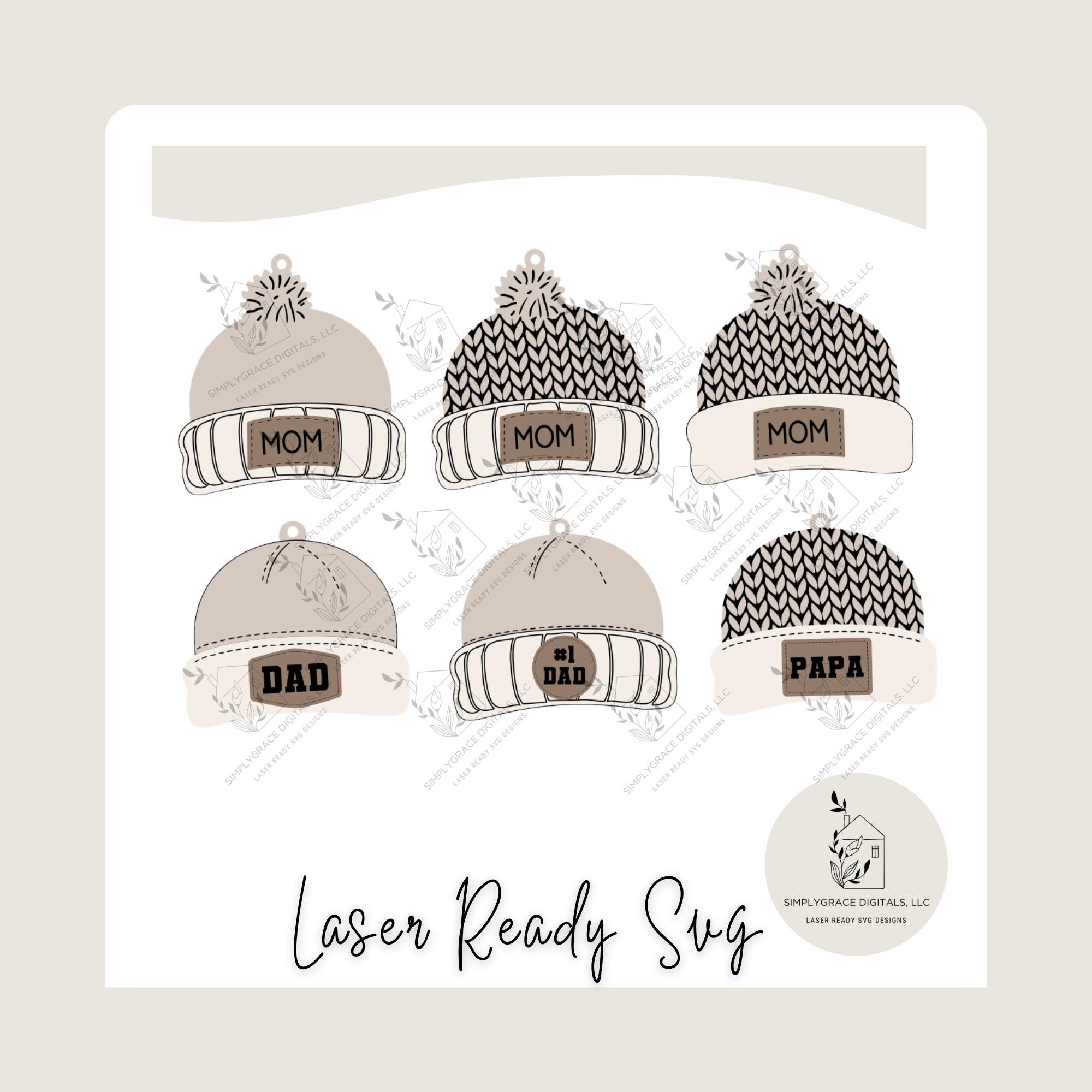 Beanie Hat Leather Patch Ornament SVG, Child Name Ornament File ...